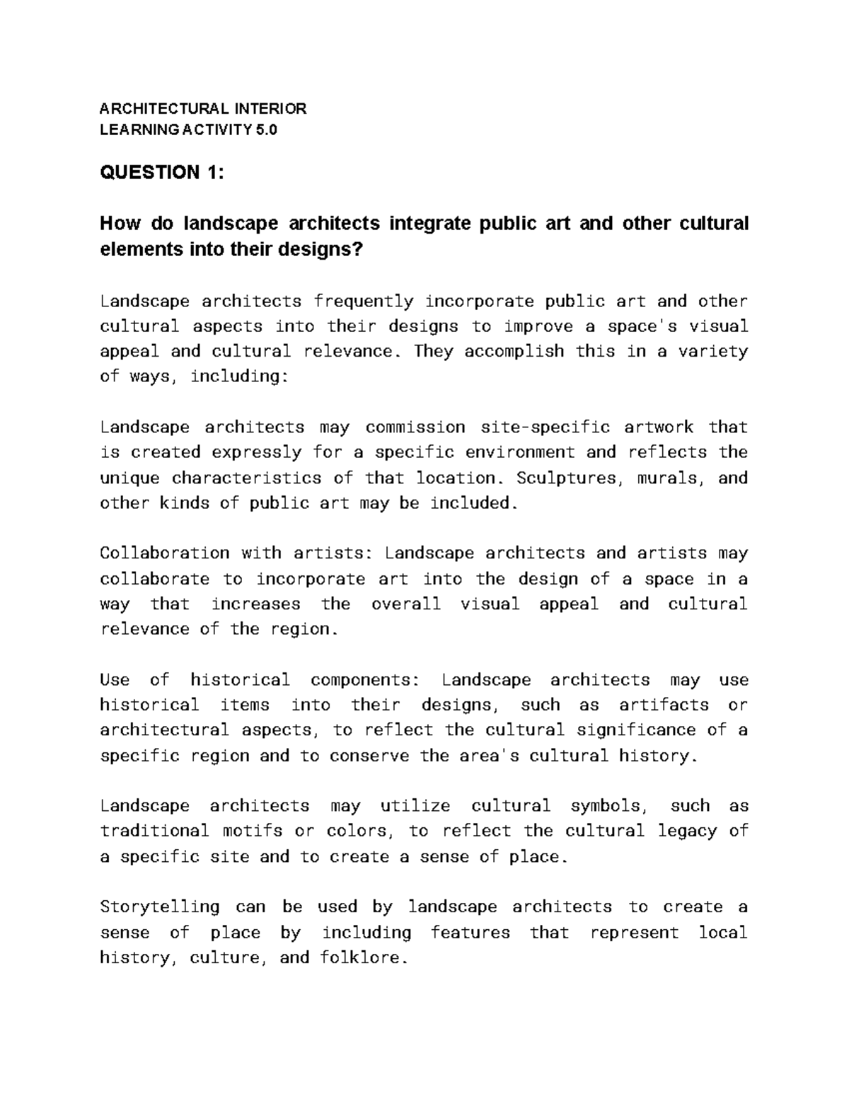 Learning Activity 5.0 Architectural Interior - ARCHITECTURAL INTERIOR ...