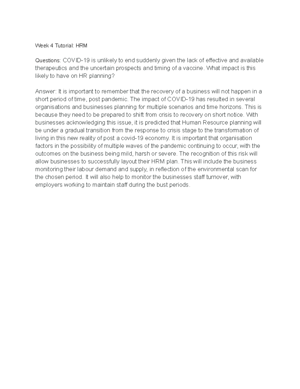 Week 4-Human Resource Management Homework Upload - Week 4 Tutorial: HRM ...