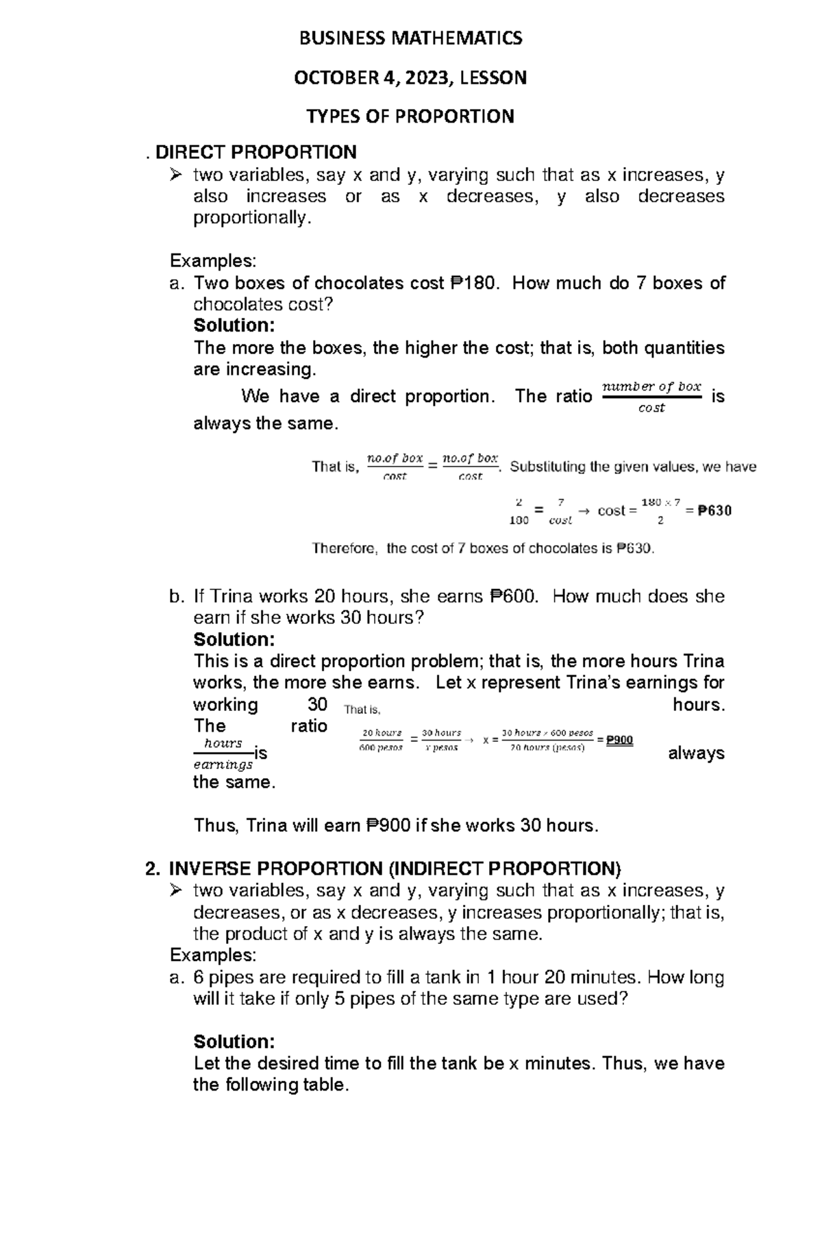 Business MATH Module FOR October 4 - BUSINESS MATHEMATICS OCTOBER 4 ...