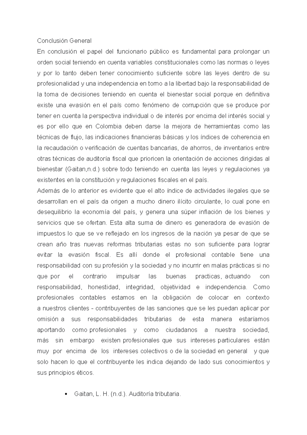 Conclusion general - Foro - Conclusión General En conclusión el papel ...