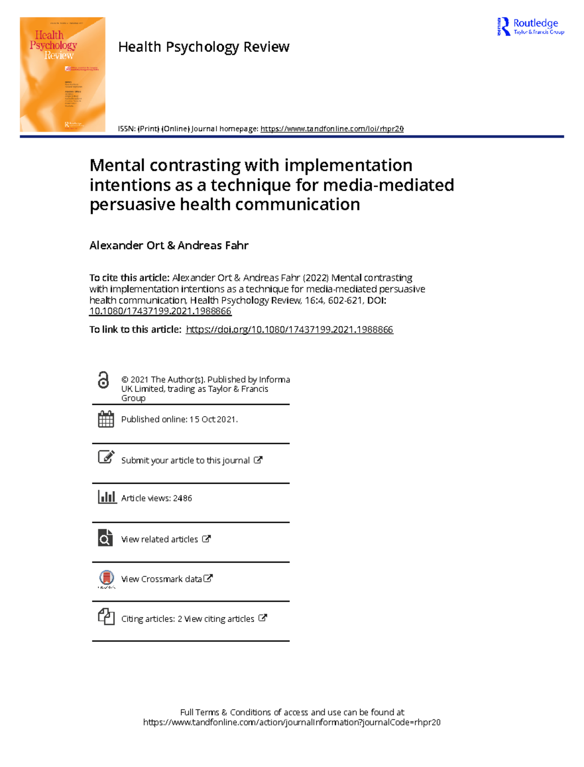 Mental contrasting with implementation intentions as a technique for ...