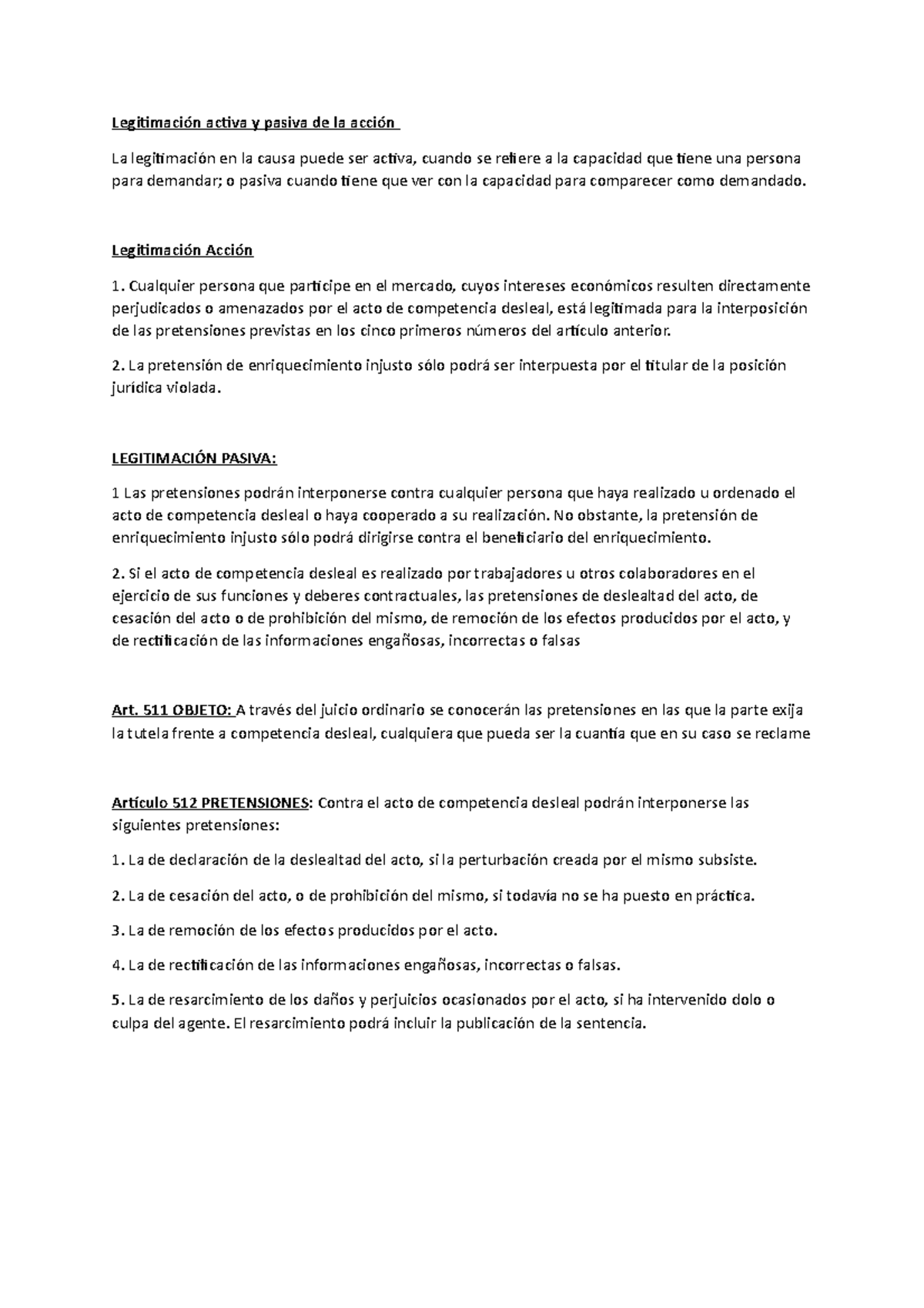 Legitimación Activa Y Pasiva De La Acción Legitimación Activa Y