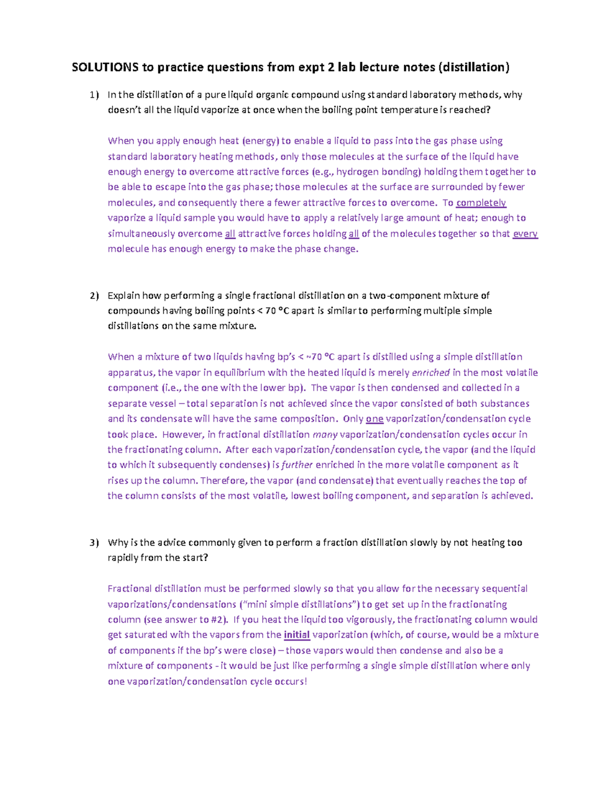 Solutions to lab lecture practice questions (expt 2) distillation - Warning: TT: undefined ...