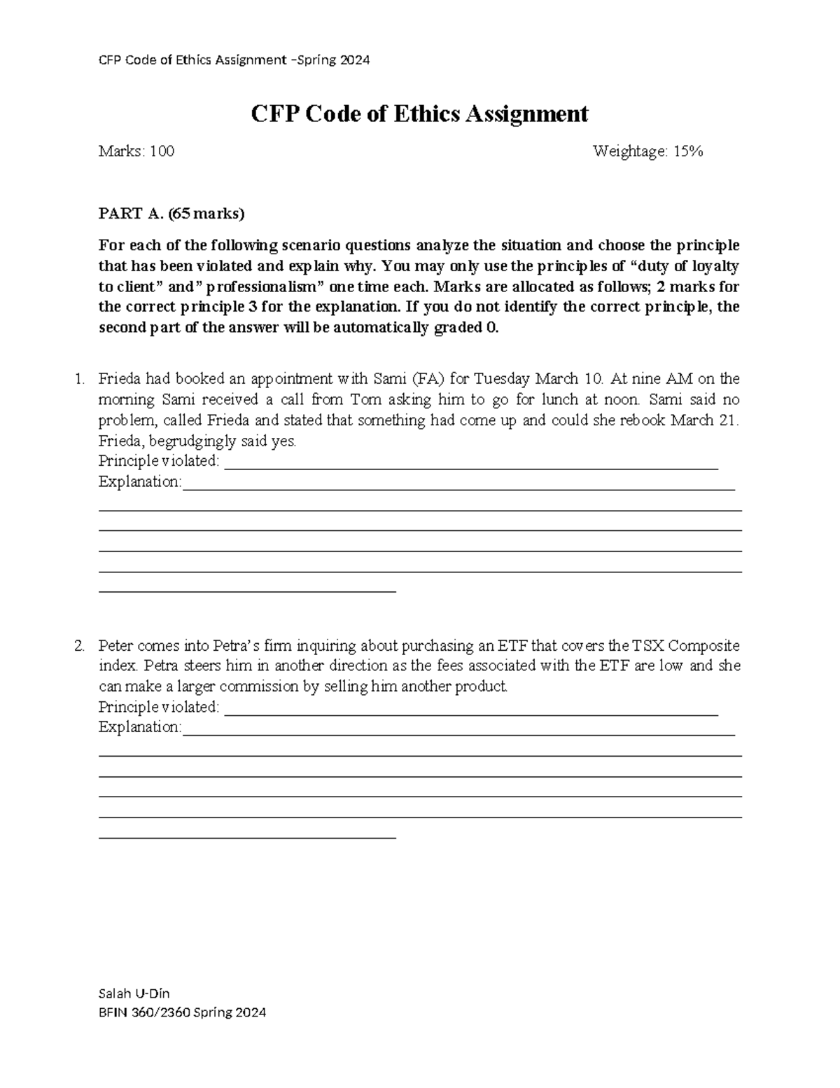 CFP Assignment 1 - follow all the steps on the file - CFP Code of ...