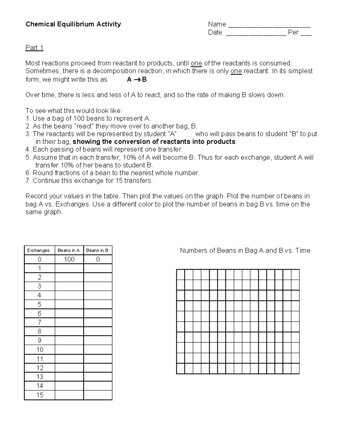 Chem Eq Activity - lab work - Chemical Equilibrium Activity Name ...