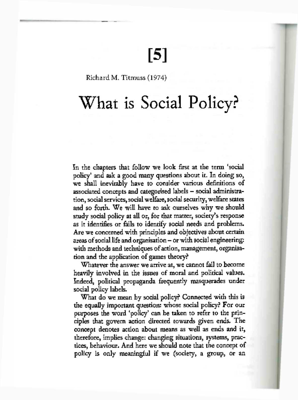 Titmuss What is Social POlicy - [5] What is Social Policy? In the chapters that follow we look ...