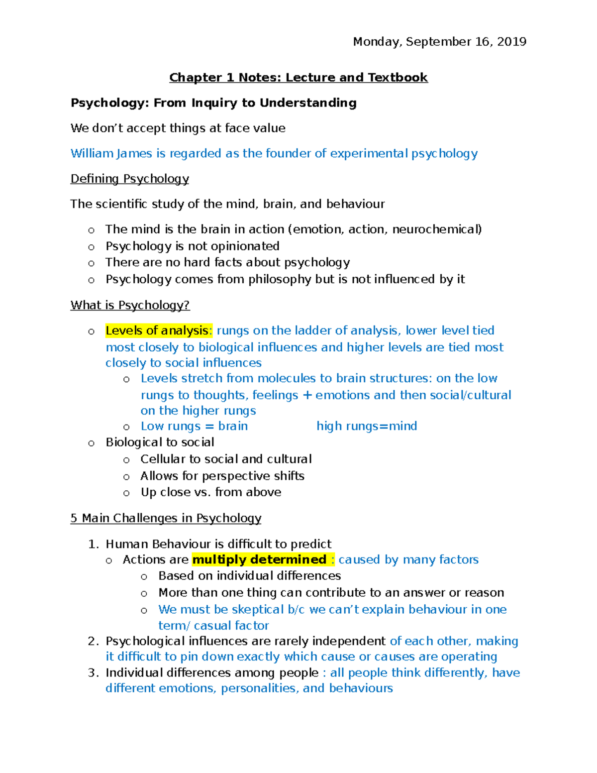 Chapter 1 Lecture and Textbook Notes - Chapter 1 Notes: Lecture and ...