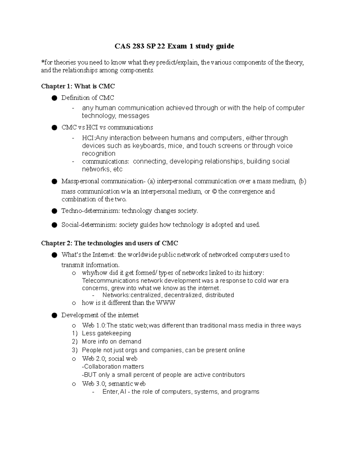 CAS 283 exam 1 study guide - CAS 283 SP 22 Exam 1 study guide *for ...