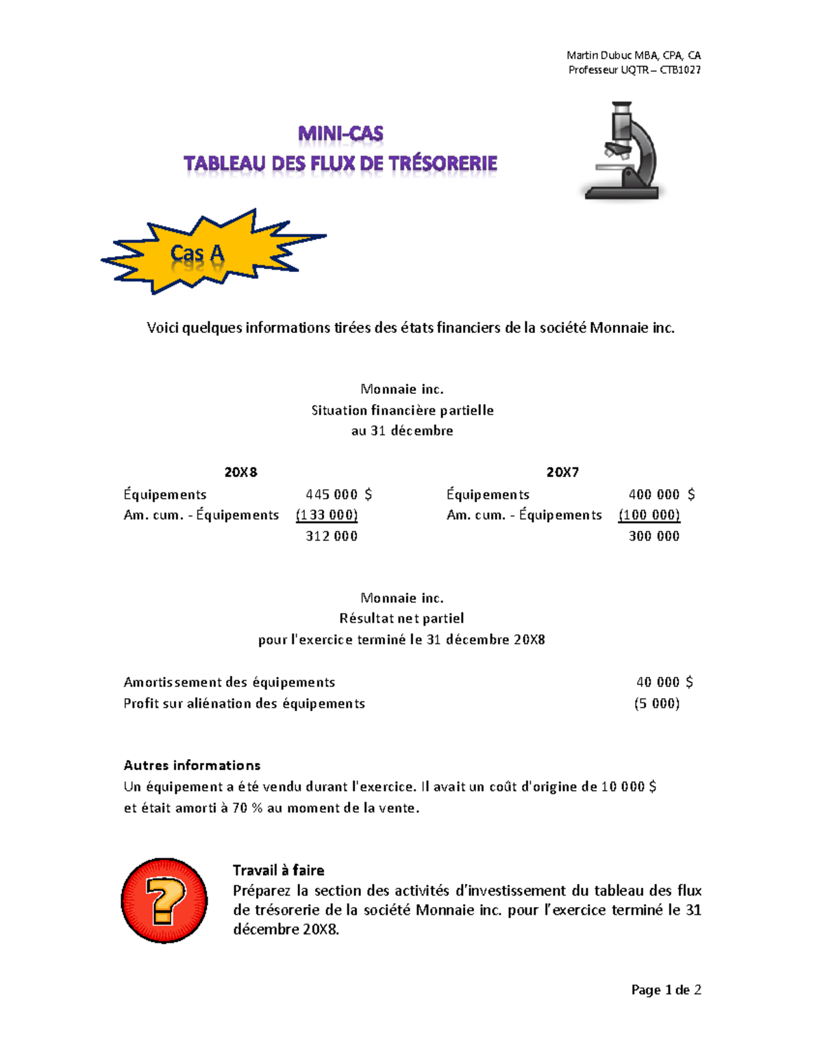 MINI-CAS - Tableau flux tresorerie - Martin Dubuc MBA, CPA, CA ...