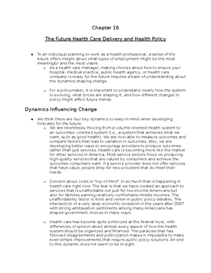 Chapter 1 Lecture - Health Administration Health Care System Health A ...