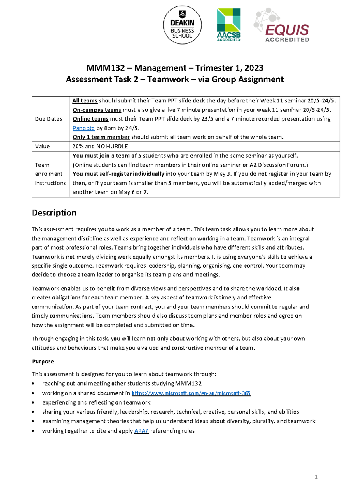A2 T1 2024 updated 11 Match - MMM132 – Management – Trimester 1, 2023 ...