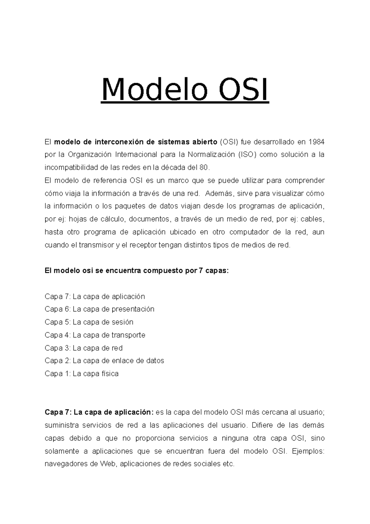 Modelo OSI - Modelo OSI El modelo de interconexión de sistemas abierto ...