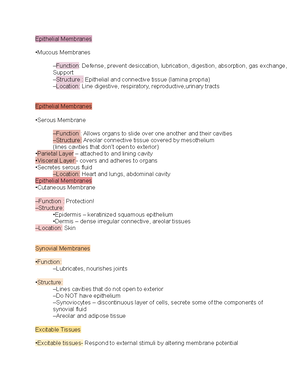 Chapter 4 Tissues - histology notes - Tissue groupofcells with similar ...