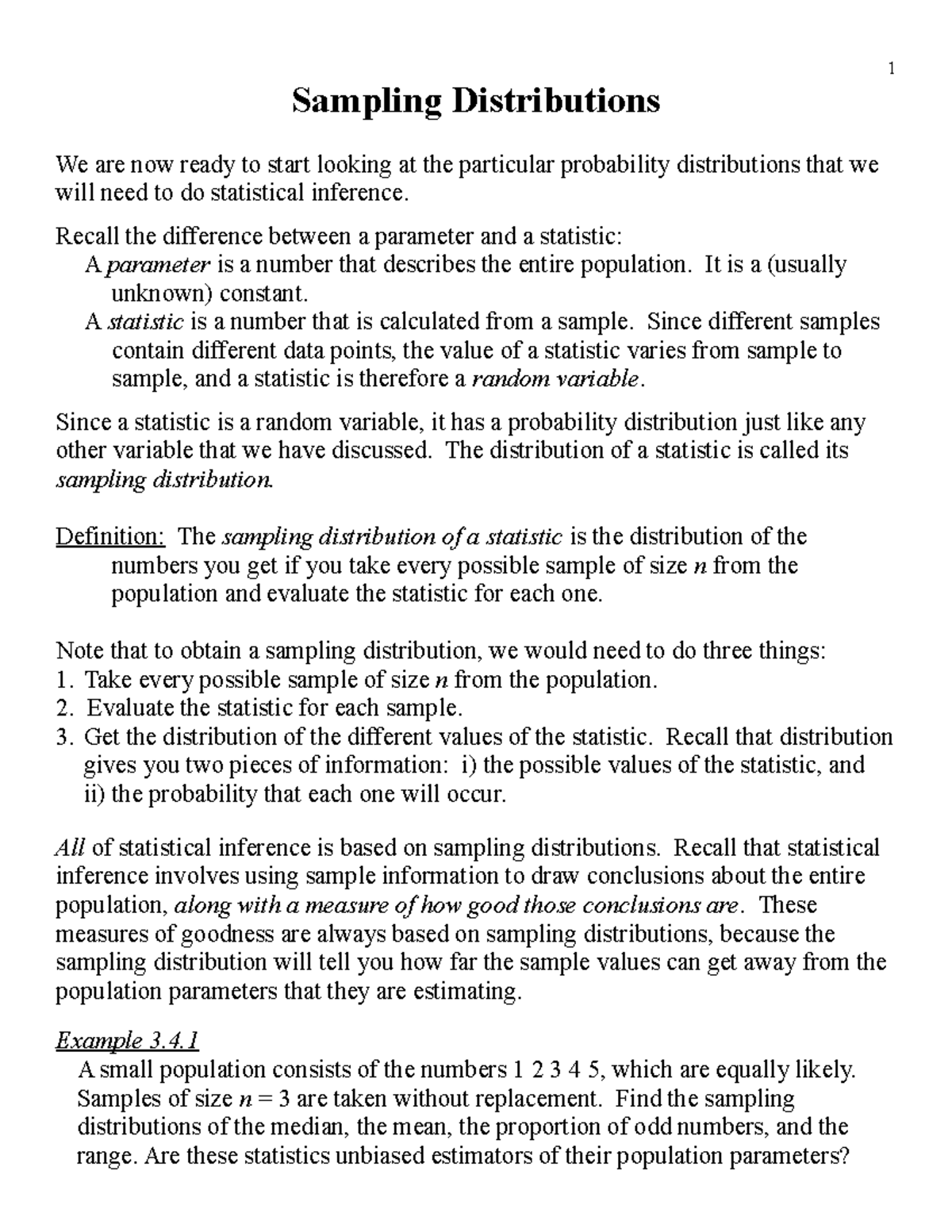 09. Sampling Distributions - Sampling Distributions We are now ready to start looking at the ...