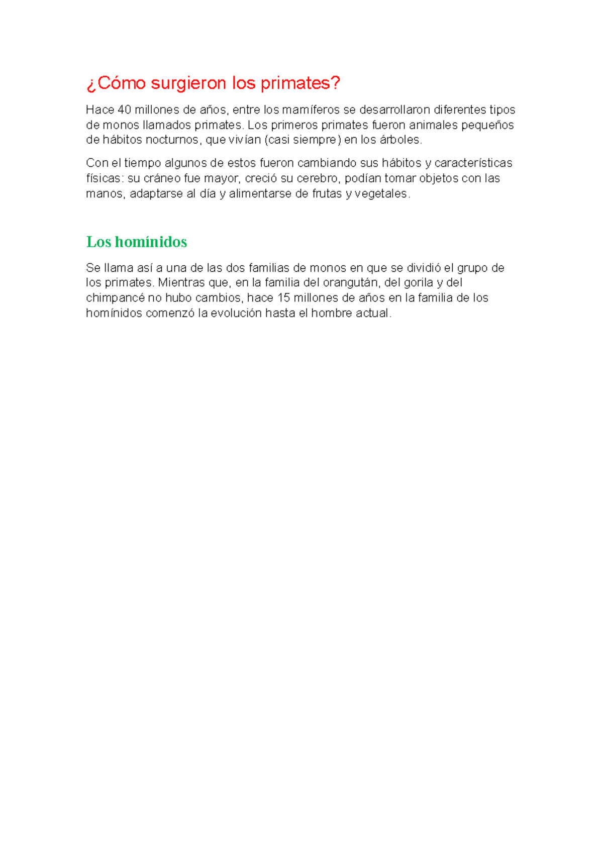 Cómo surgieron los primates - ¿Cómo surgieron los primates? Hace 40 ...