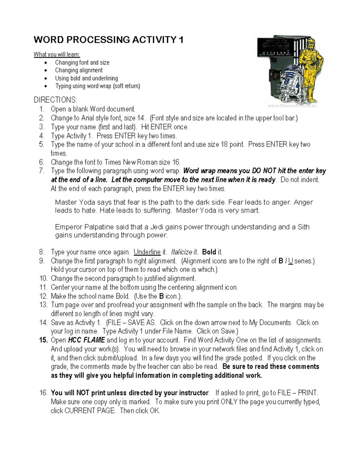 ActivityActivity - WORD PROCESSING ACTIVITY 1 What you will learn ...