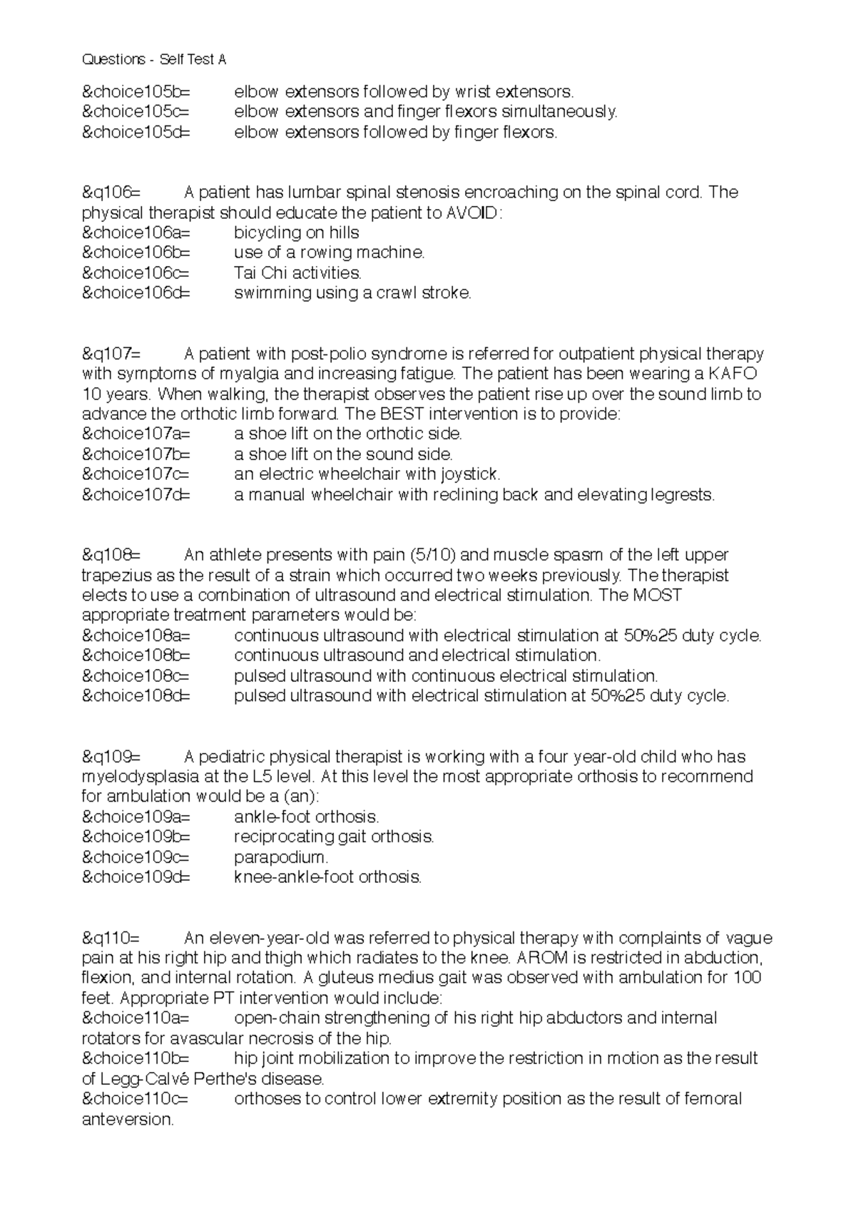 APC Written Exam Preparation MCQ 21 30 choice105b Elbow