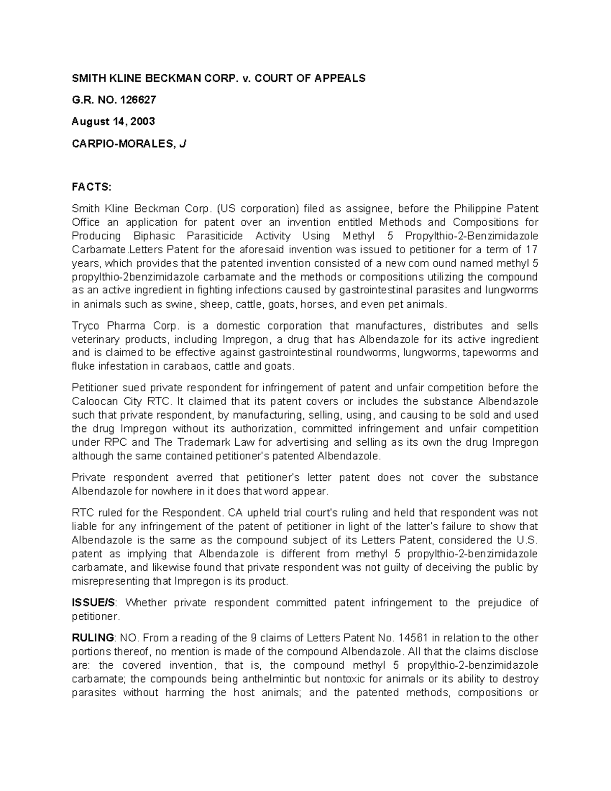 Smith Kline Beckman CORP - SMITH KLINE BECKMAN CORP. v. COURT OF ...