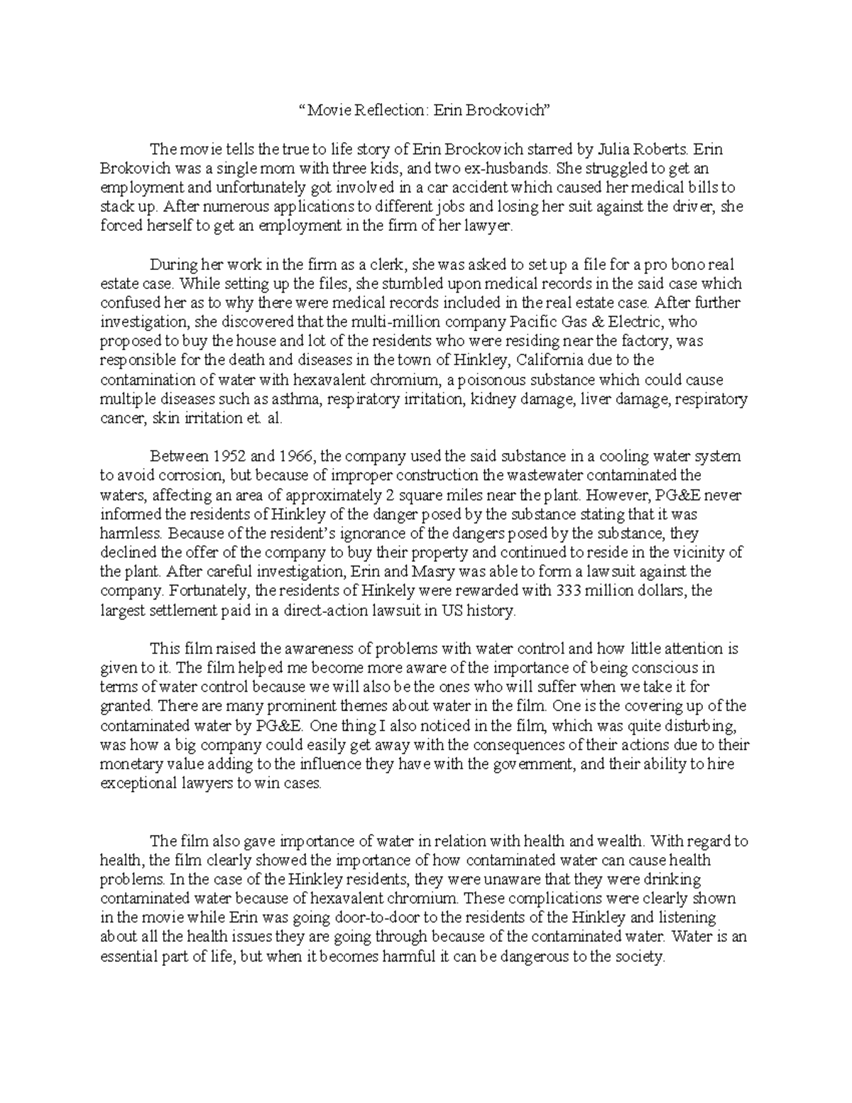 Erin Borokovich Movie Reflection - “Movie Reflection: Erin Brockovich ...