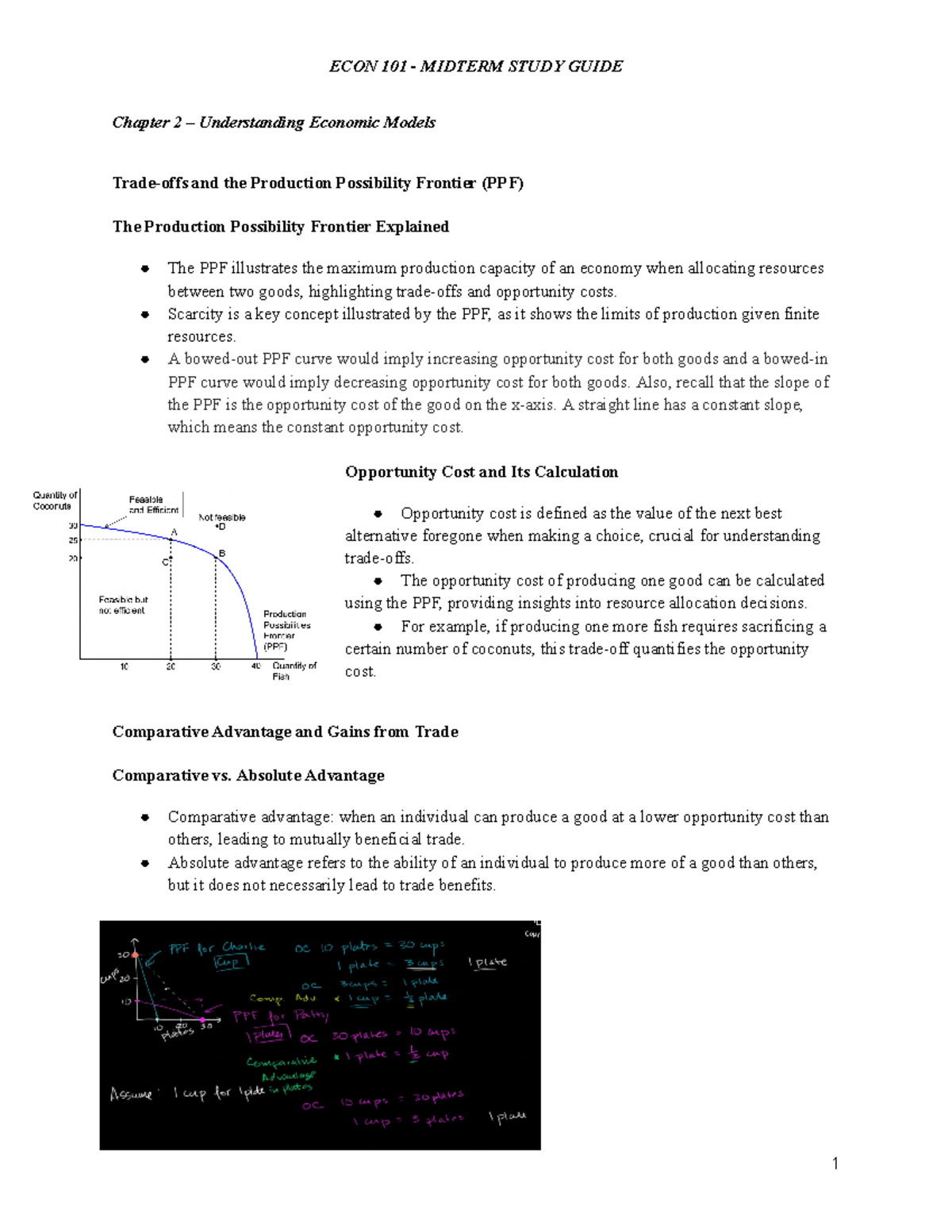ECON Midterm - Chapter 2 – Understanding Economic Models Trade-offs and ...