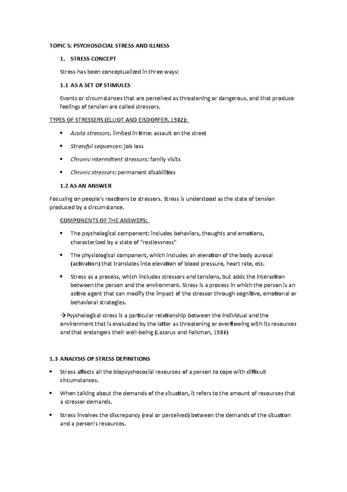 Lesson 2 Medical Terminology - TOPIC 5: PSYCHOSOCIAL STRESS AND ILLNESS ...