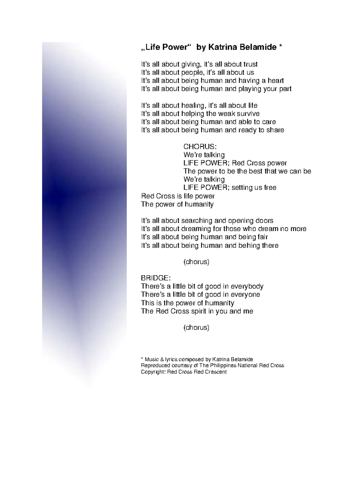 Life Power Lyrics - „Life Power“ by Katrina Belamide * It’s all about ...