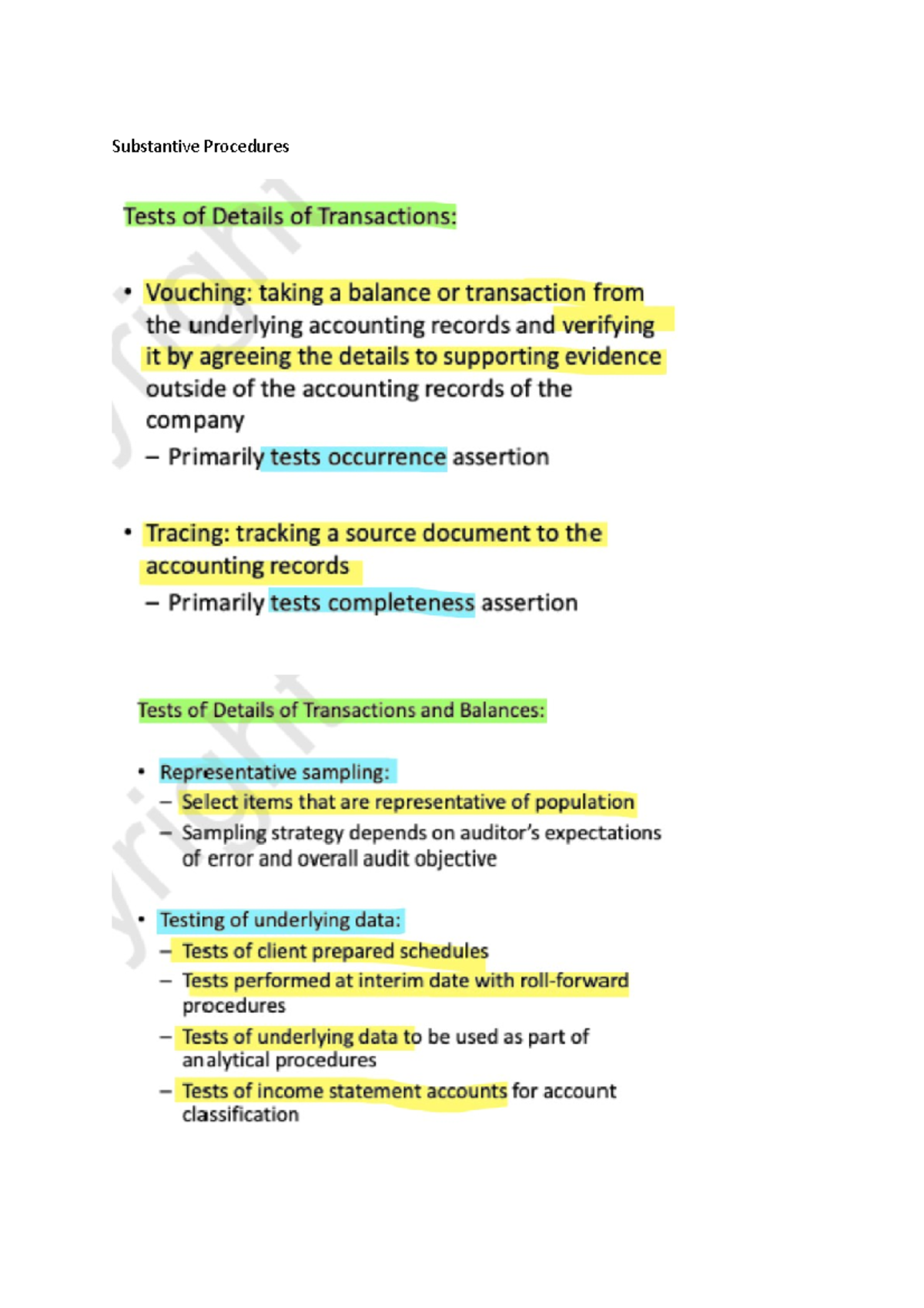 Audit Substantive procedures - 002143B - Substantive Procedures - Studocu