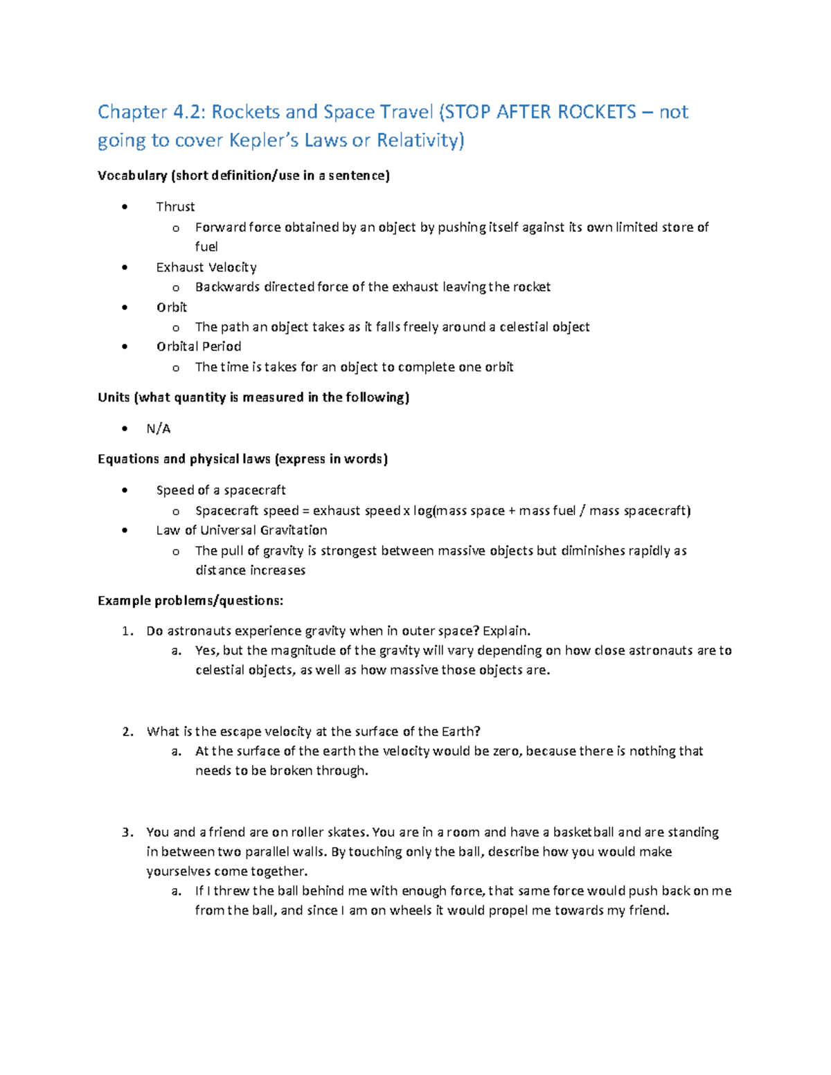 Guided Reading Chapter 4 - Chapter 4: Rockets and Space Travel (STOP ...