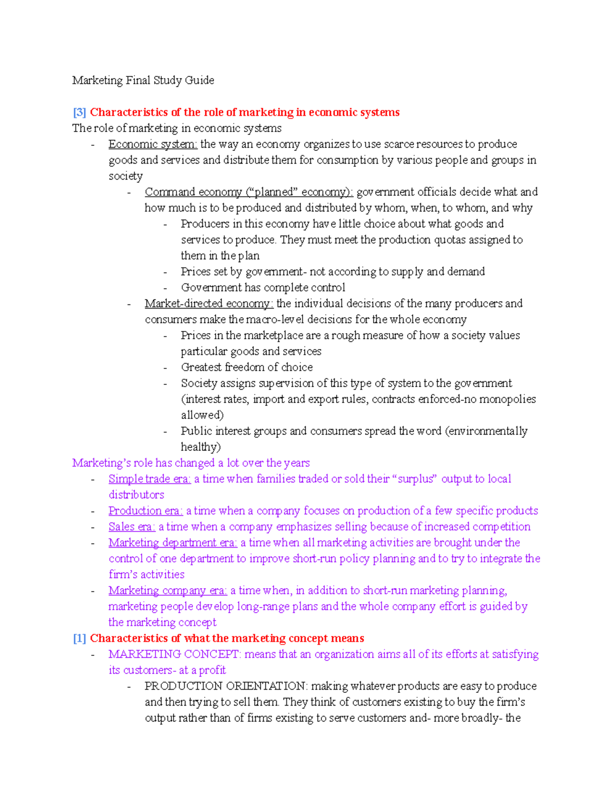Marketing Final Study Guide - They must meet the production quotas ...