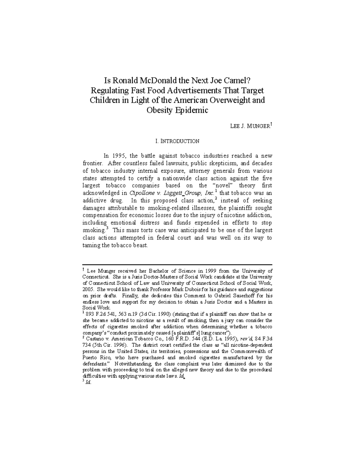 Is Ronald McDonald the Next Joe Camel by Lee J.Munger - Is Ronald ...