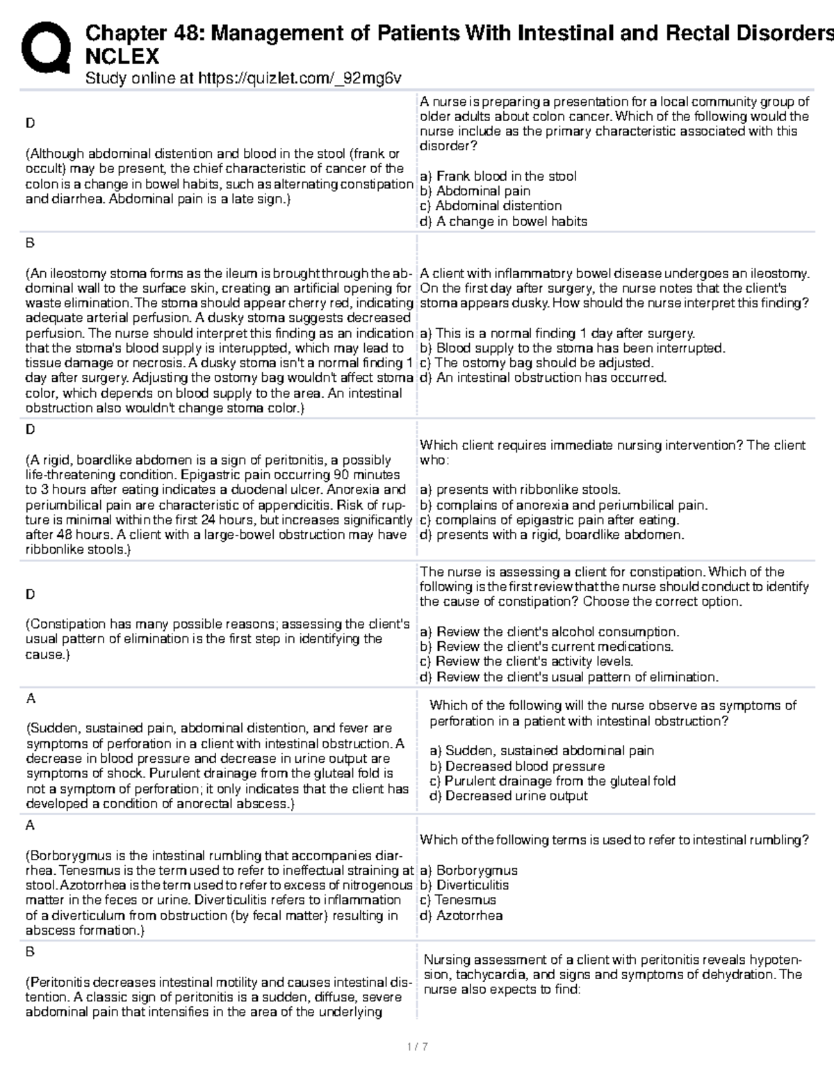 Chapter 48 - nursing practice - NCLEX Study online at quizlet/_92mg6v D ...