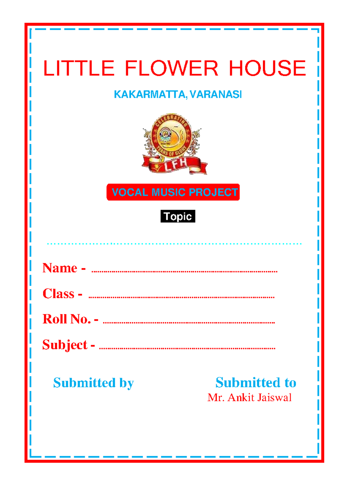 Vocal Music Project cover page for Kakarmatta - LITTLE FLOWER HOUSE ...
