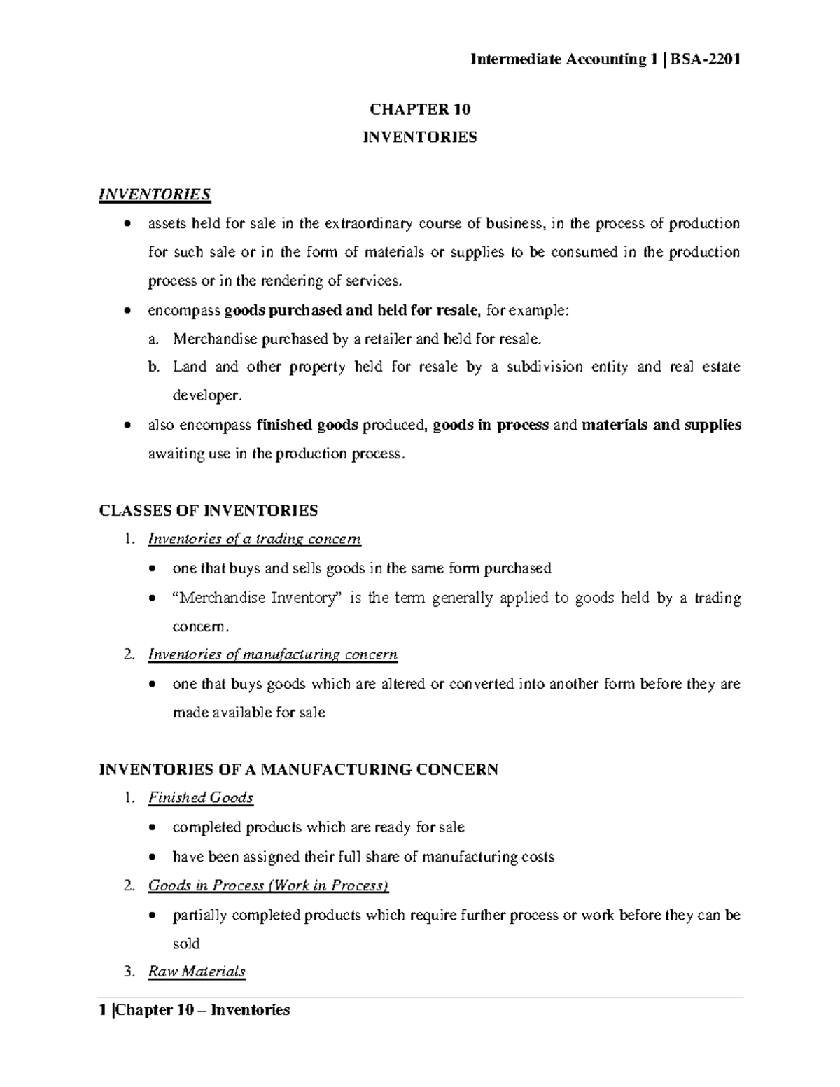 Intermediate Accounting Volume 1 Inventories By Valix Chapter 10