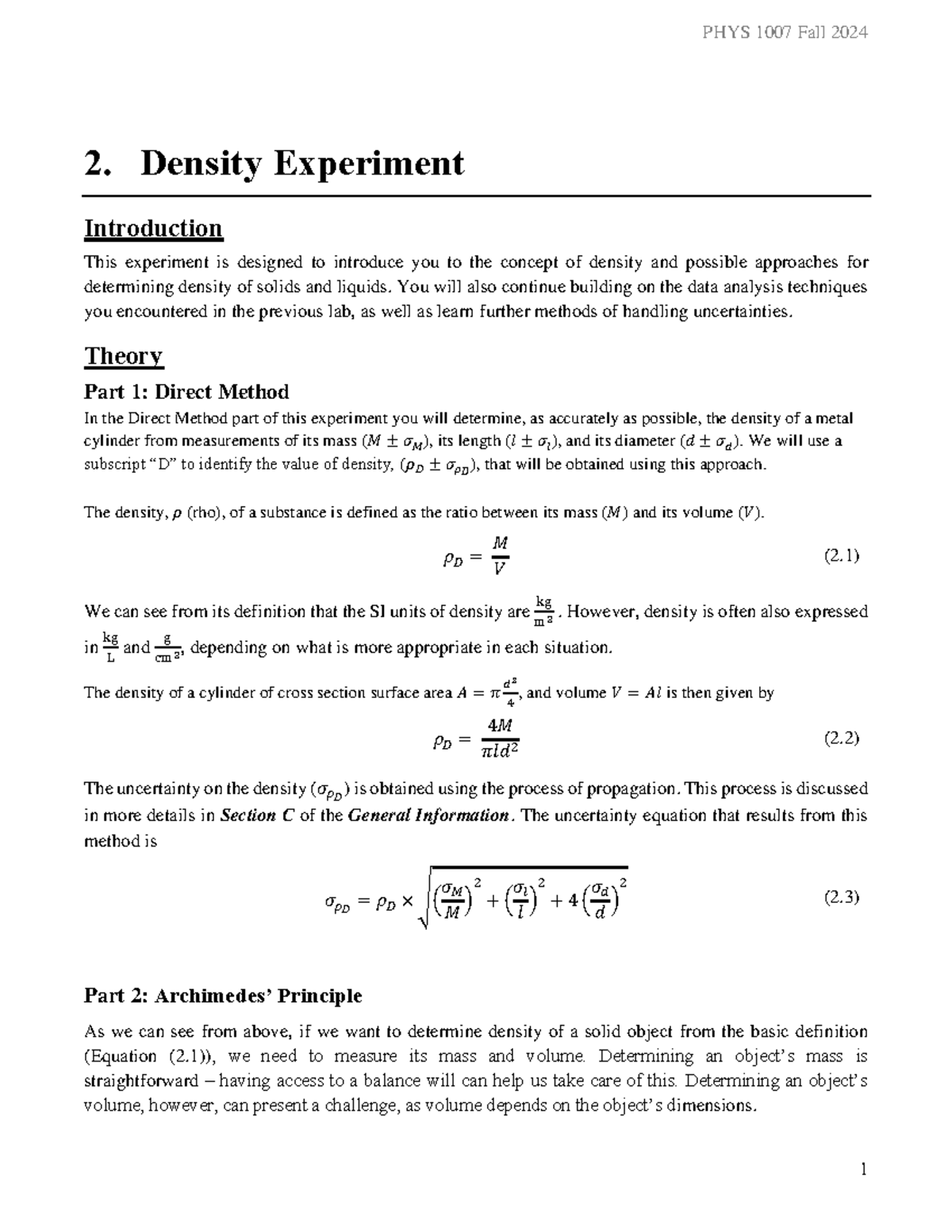 Density Manual - .... - Density Experiment Introduction This experiment ...