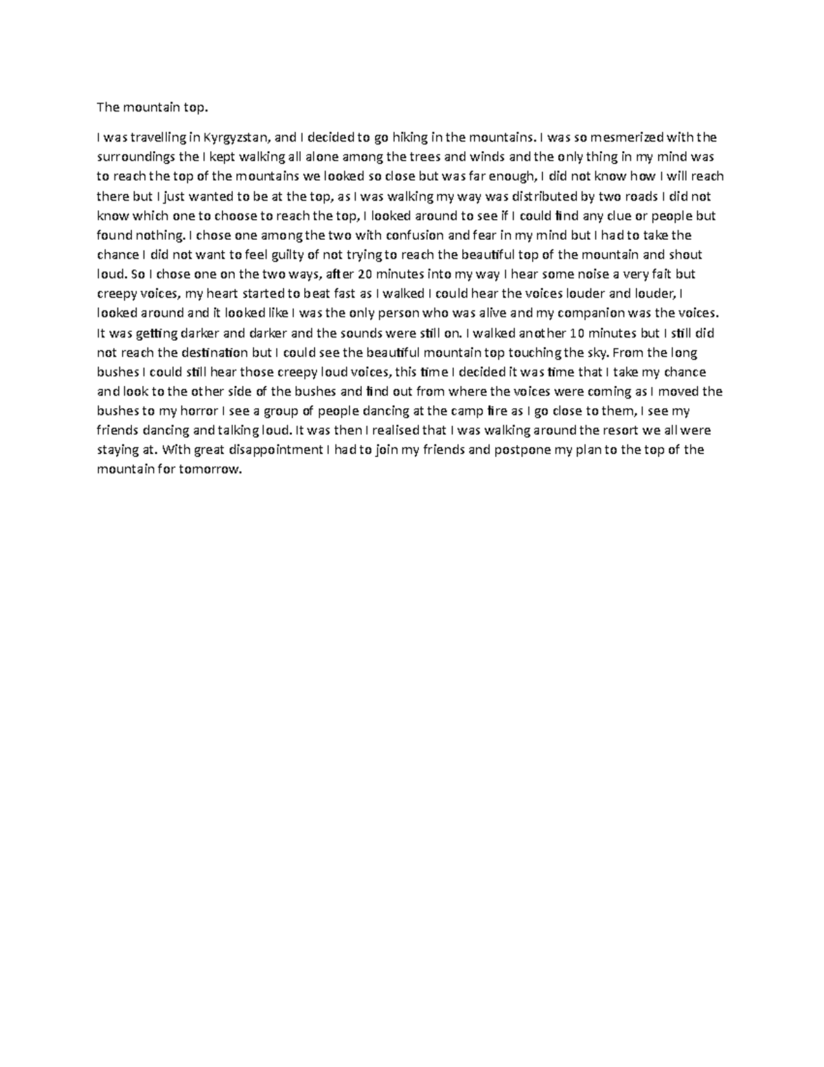 Internship notes - The mountain top. I was travelling in Kyrgyzstan ...