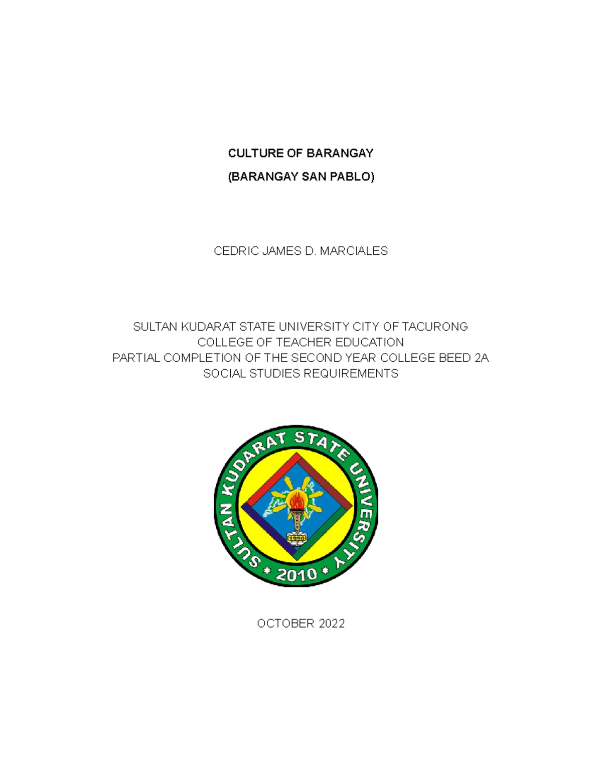 Culture OF Barangay - LECTURE NOTE AND REVIEWER - CULTURE OF BARANGAY ...
