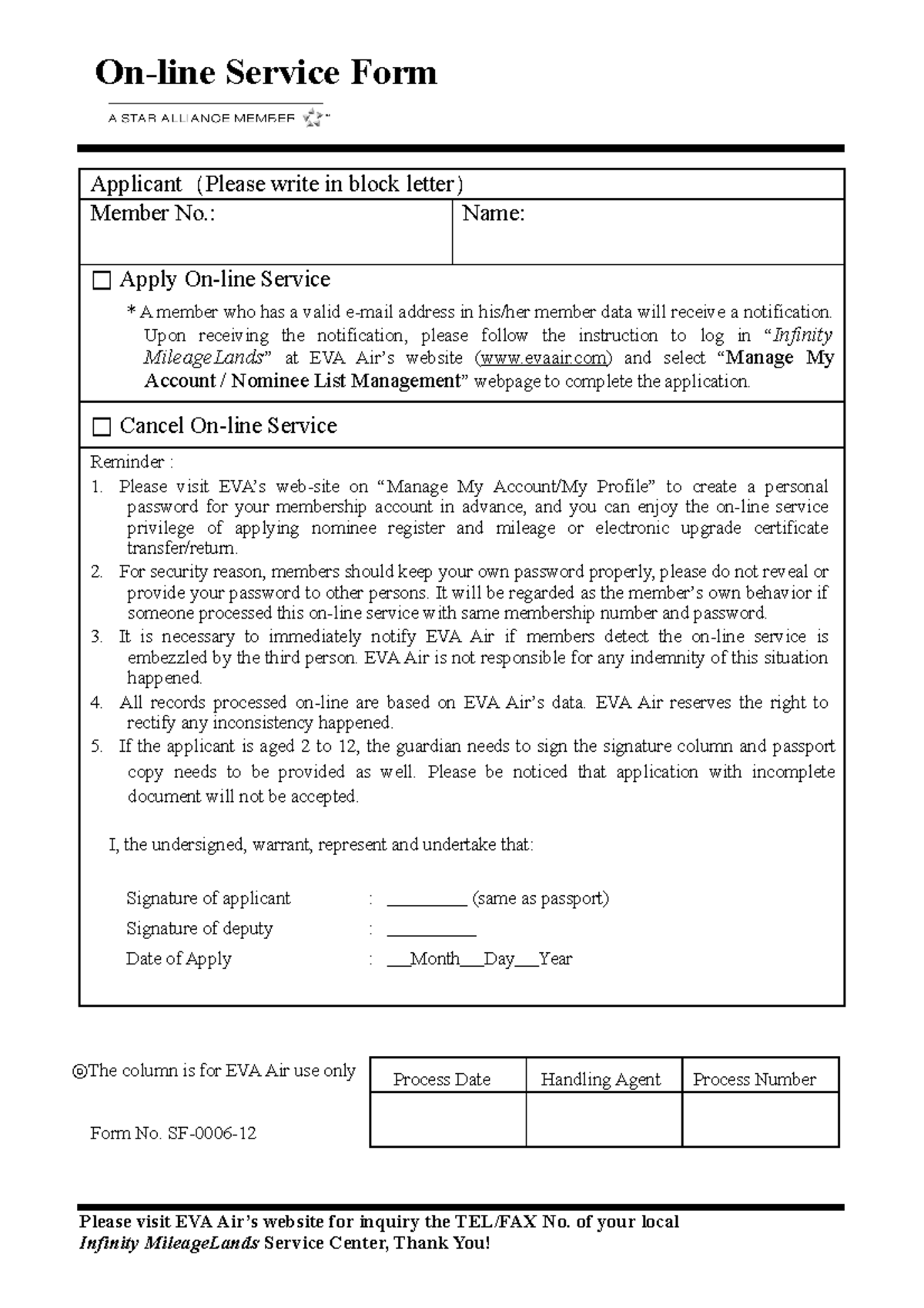 Evaair-member-online-service-form-en tcm33-1521 - On-line Service Form ...