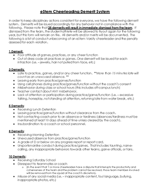 FMS Cheer Demerit System - Cheerleader Demerit System A disciplined ...