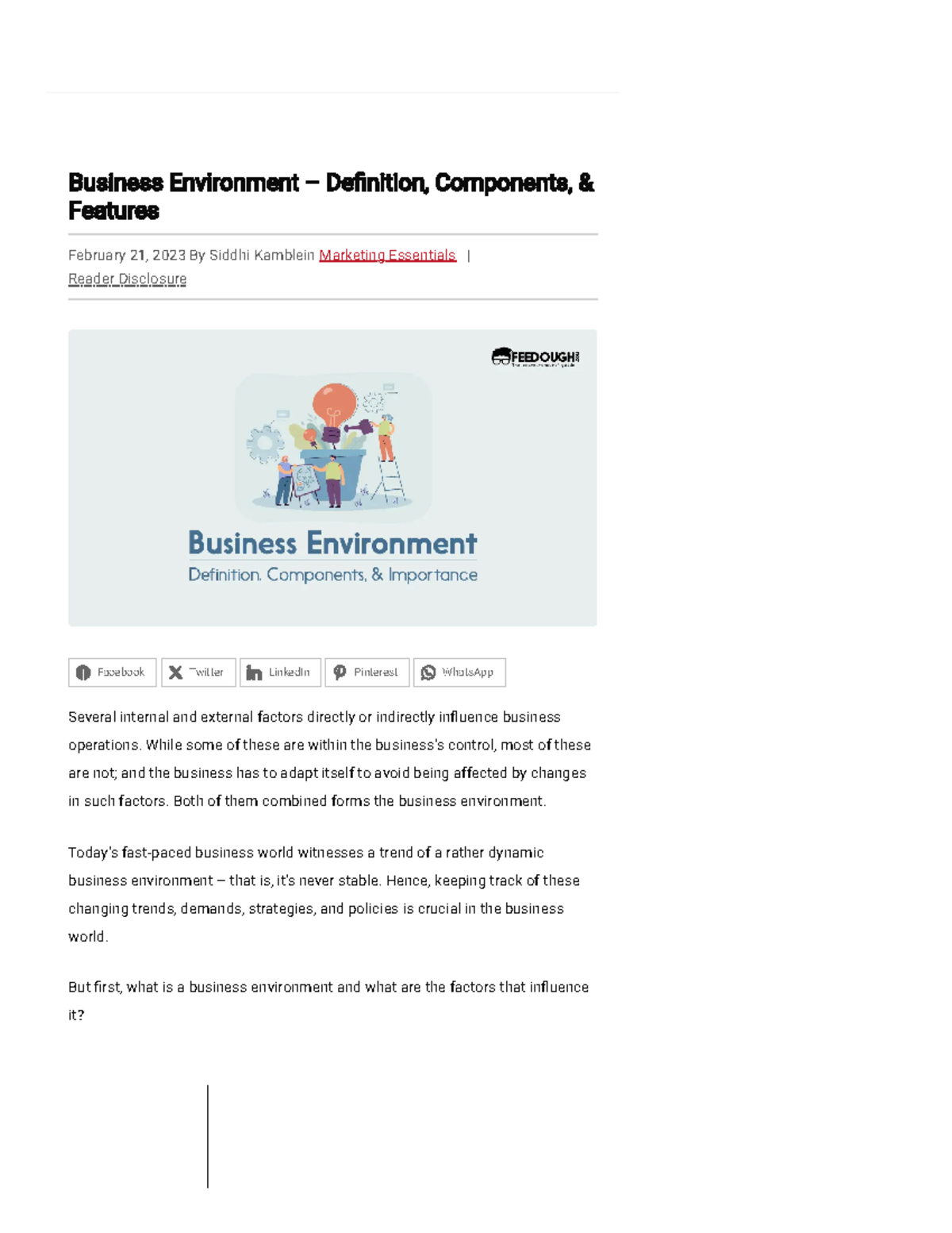 Business Environment – Definition, Components, & Features – Feedough ...