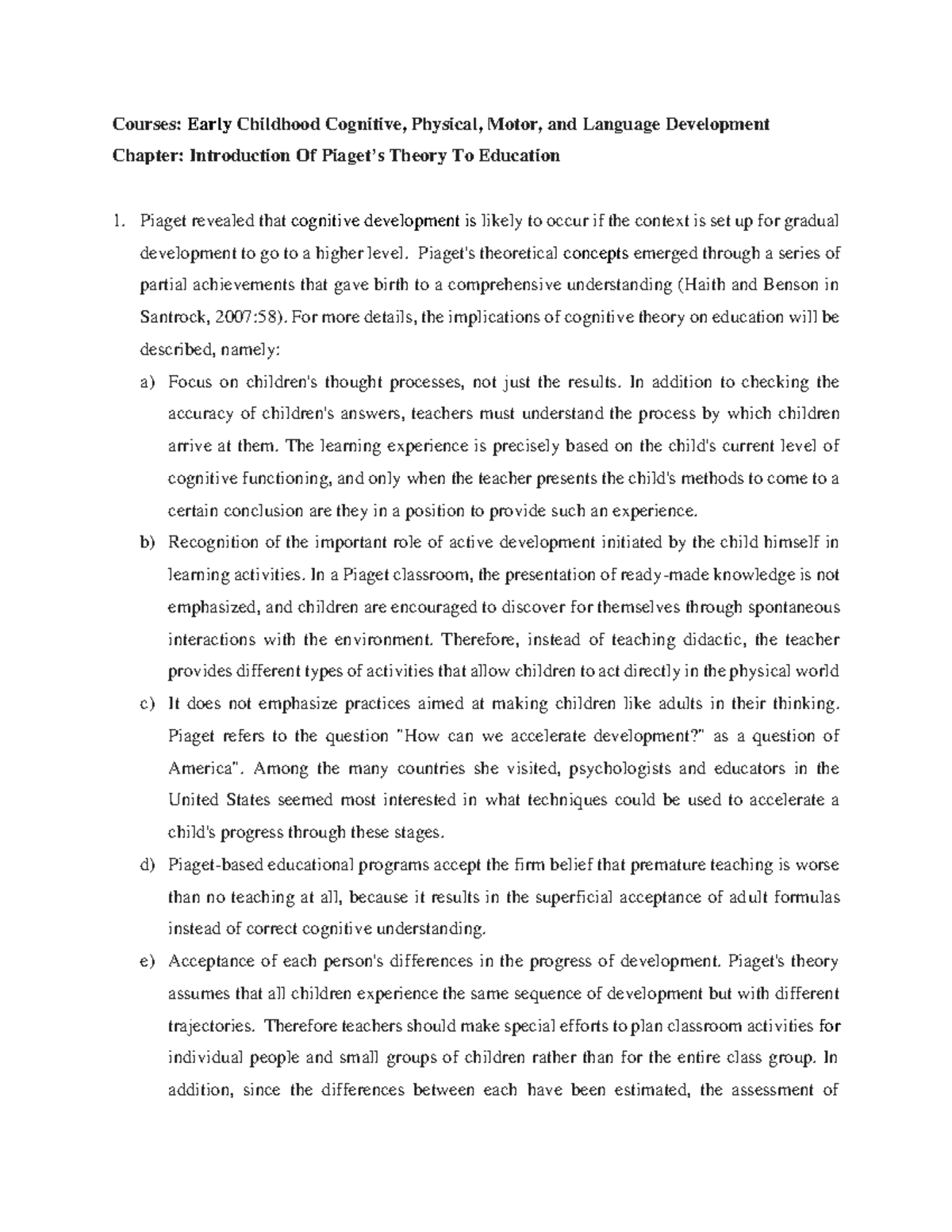 Introduction Of Piaget’s Theory To Education - Courses: Early Childhood ...