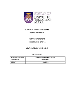 Assignment anatomy - FACULTY OF SPORT SCIENCE AND RECREATION SR2431A ...
