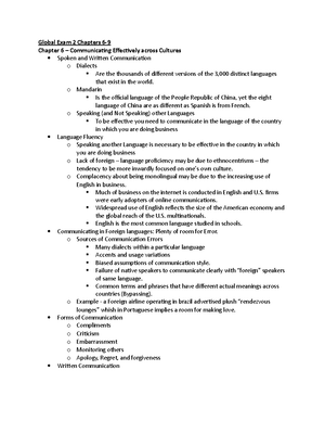 Global test 1 - exam one study guide - Chapter 1 Globalization o The ...