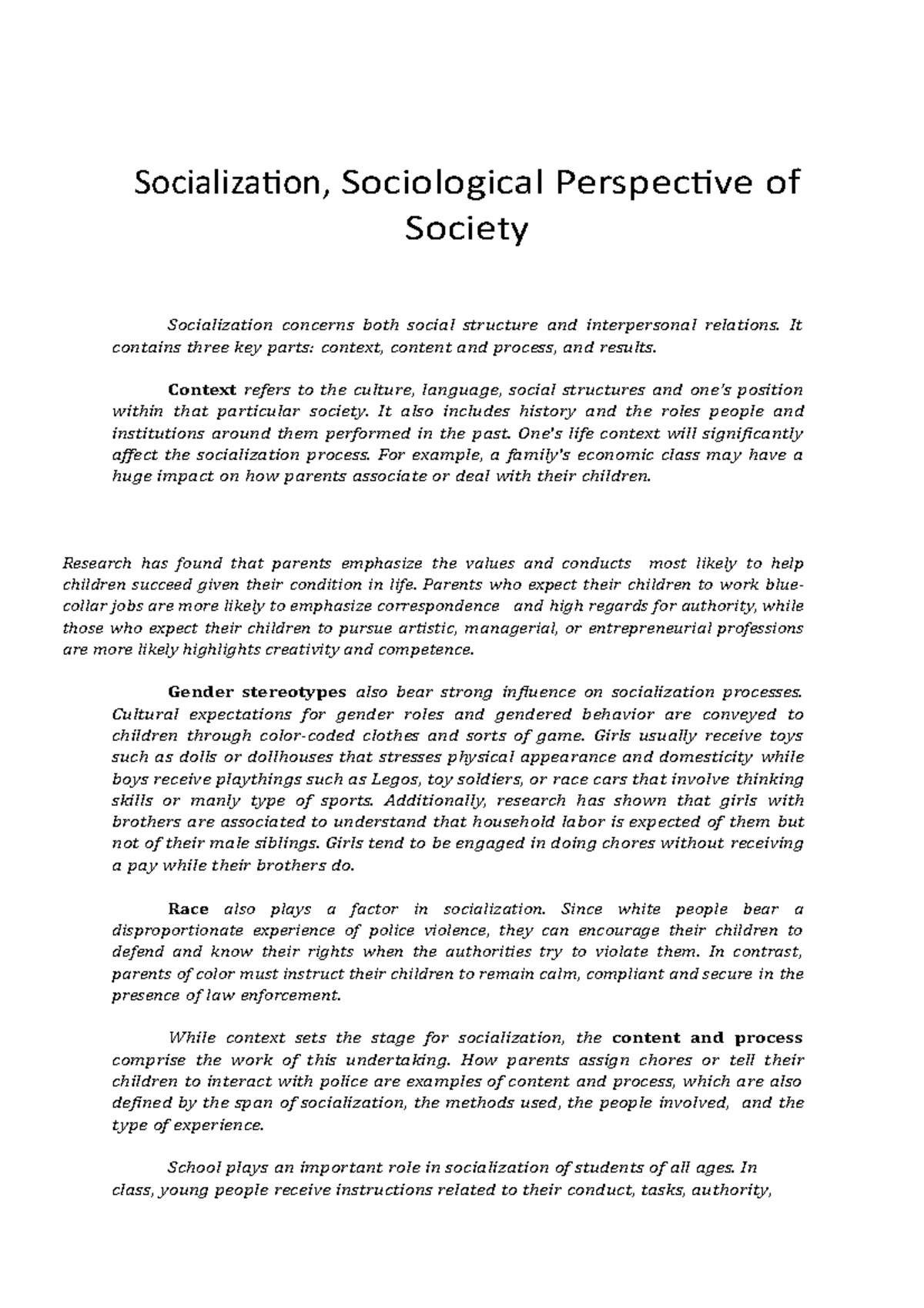 Socialization, Sociological Perspective of Society - Business ...