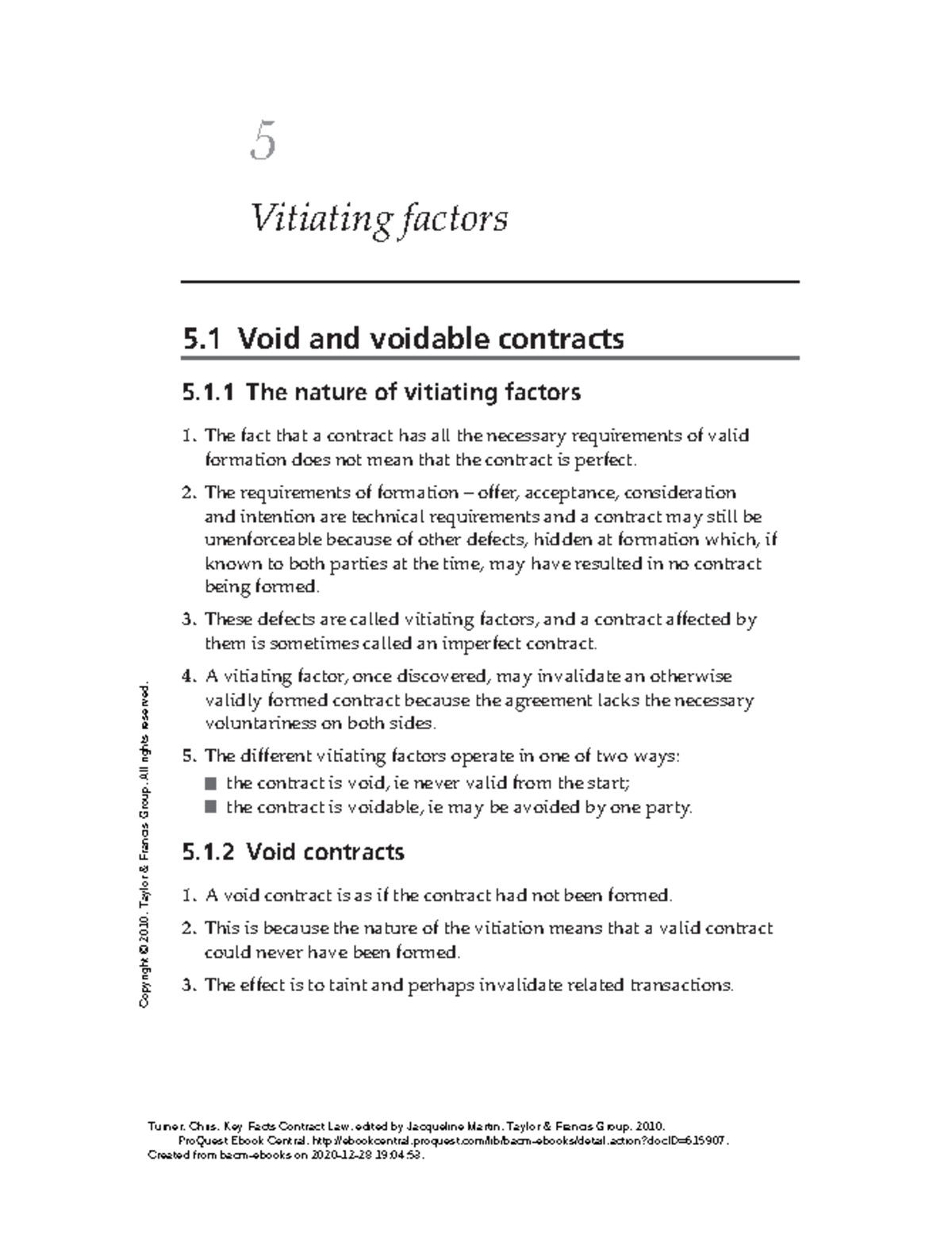 Key Facts Contract Law - ( Chapter 5 Vitiating factors) - 5 Vitiating factors 5 Void and ...