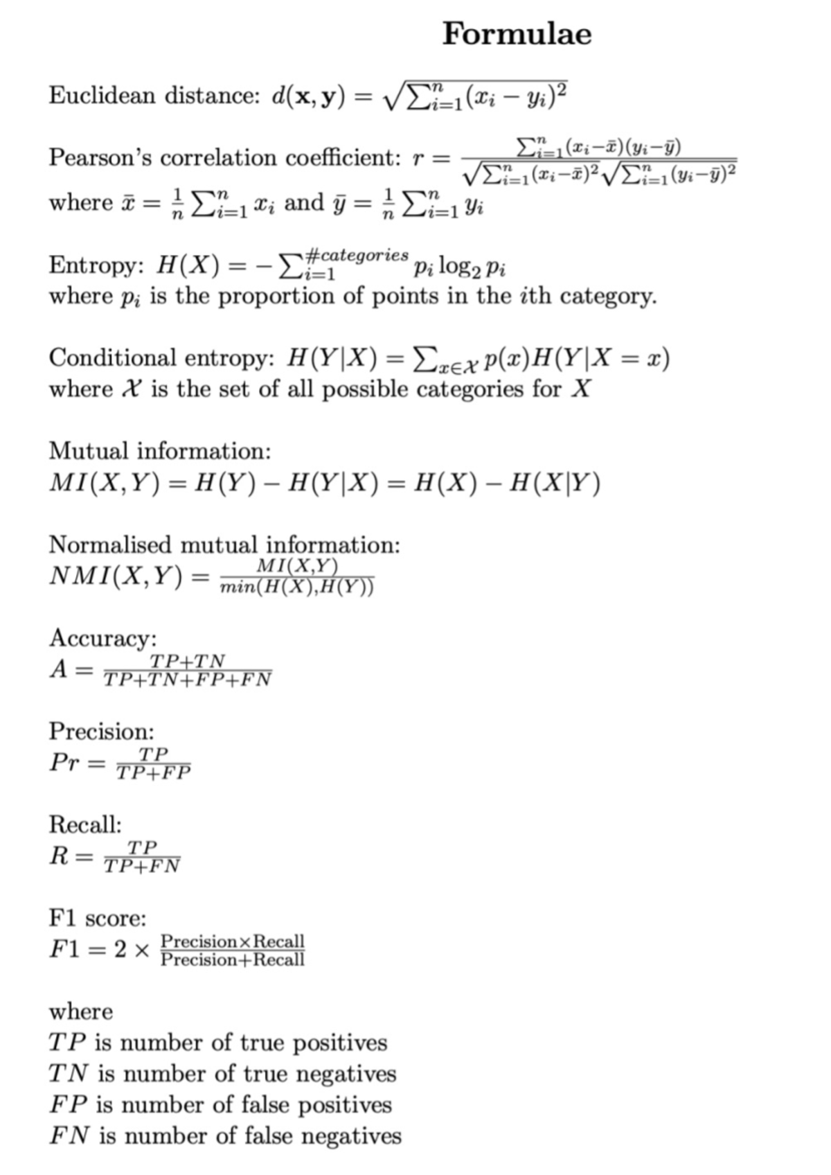 EODP 2024 S1 Exam Formulae and Key Concepts - COMP20008 - Studocu
