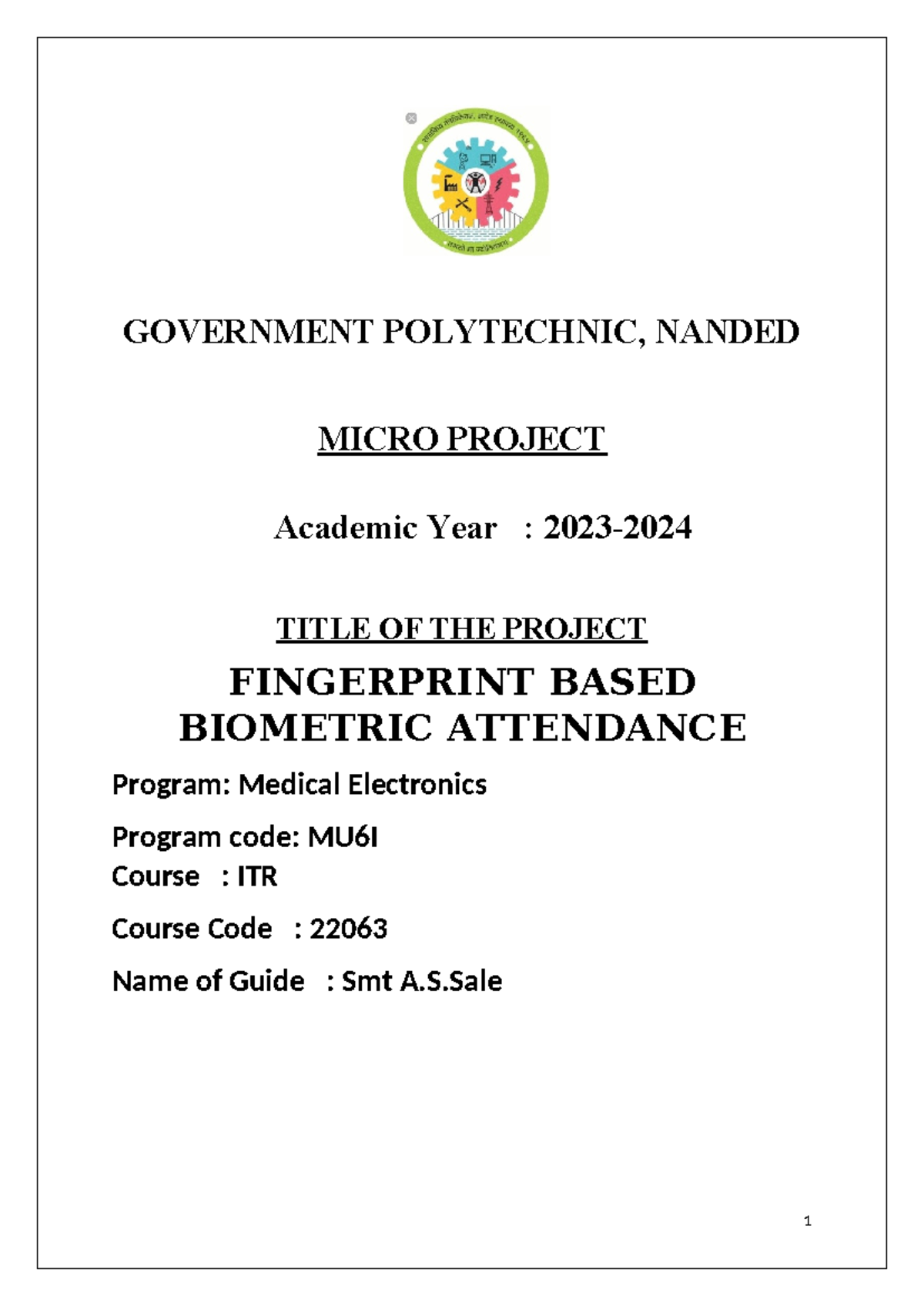 EBW - oher - GOVERNMENT POLYTECHNIC, NANDED MICRO PROJECT Academic Year ...