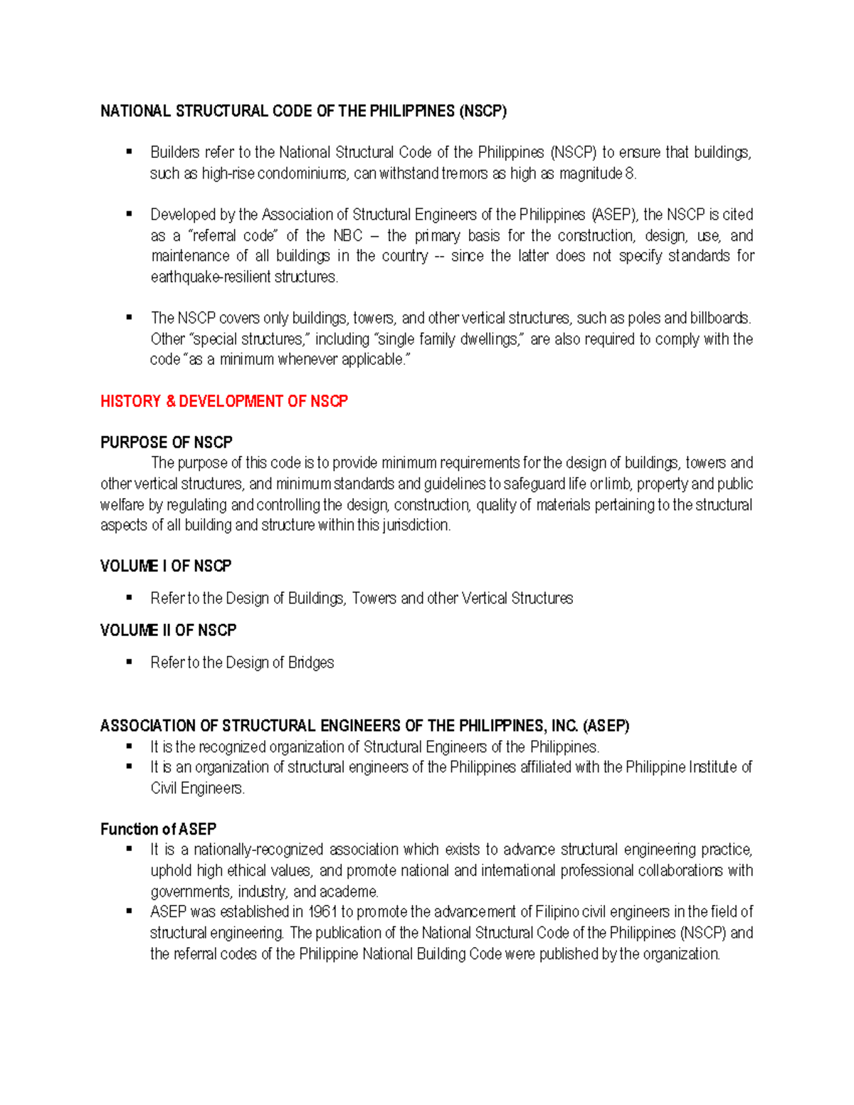 Lecture NSCP 1 of 2 - NATIONAL STRUCTURAL CODE OF THE PHILIPPINES (NSCP ...