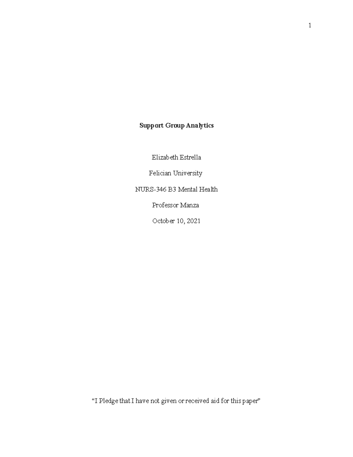 Assigment Support Group Analytics - Support Group Analytics Elizabeth ...