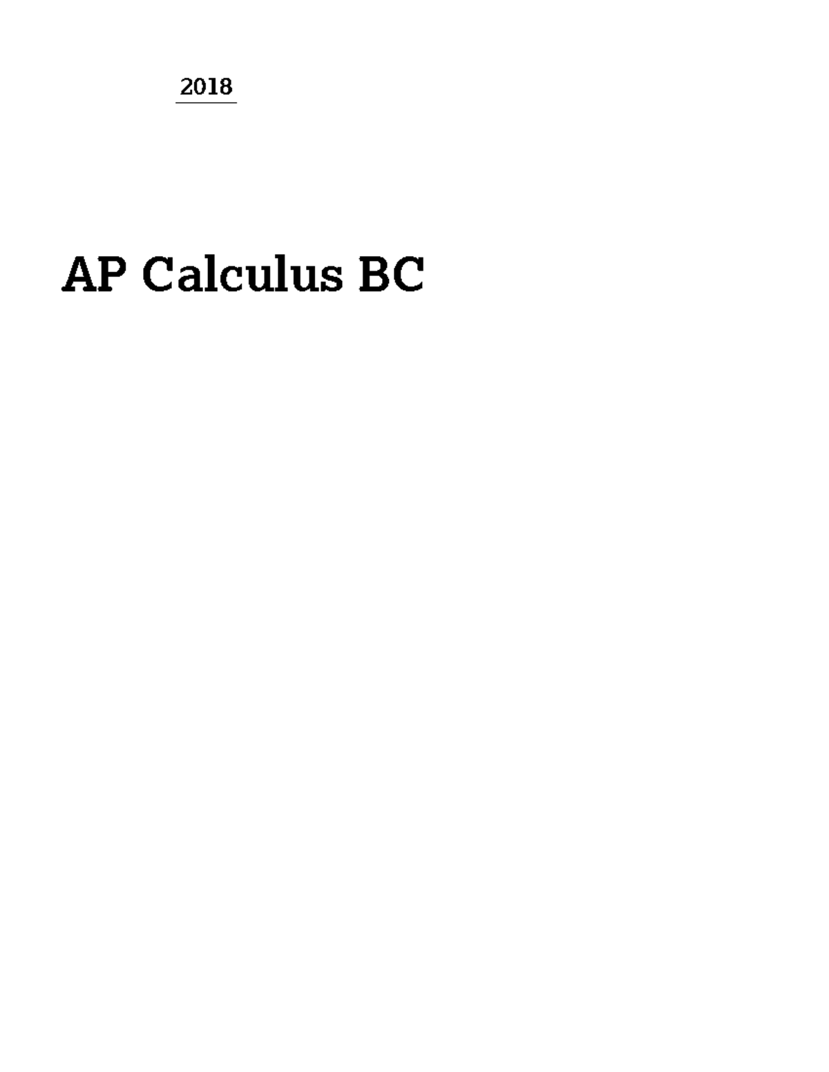 AP Calc BC 2018 - AP Calculus BC Practice Exam From the 2018 ...