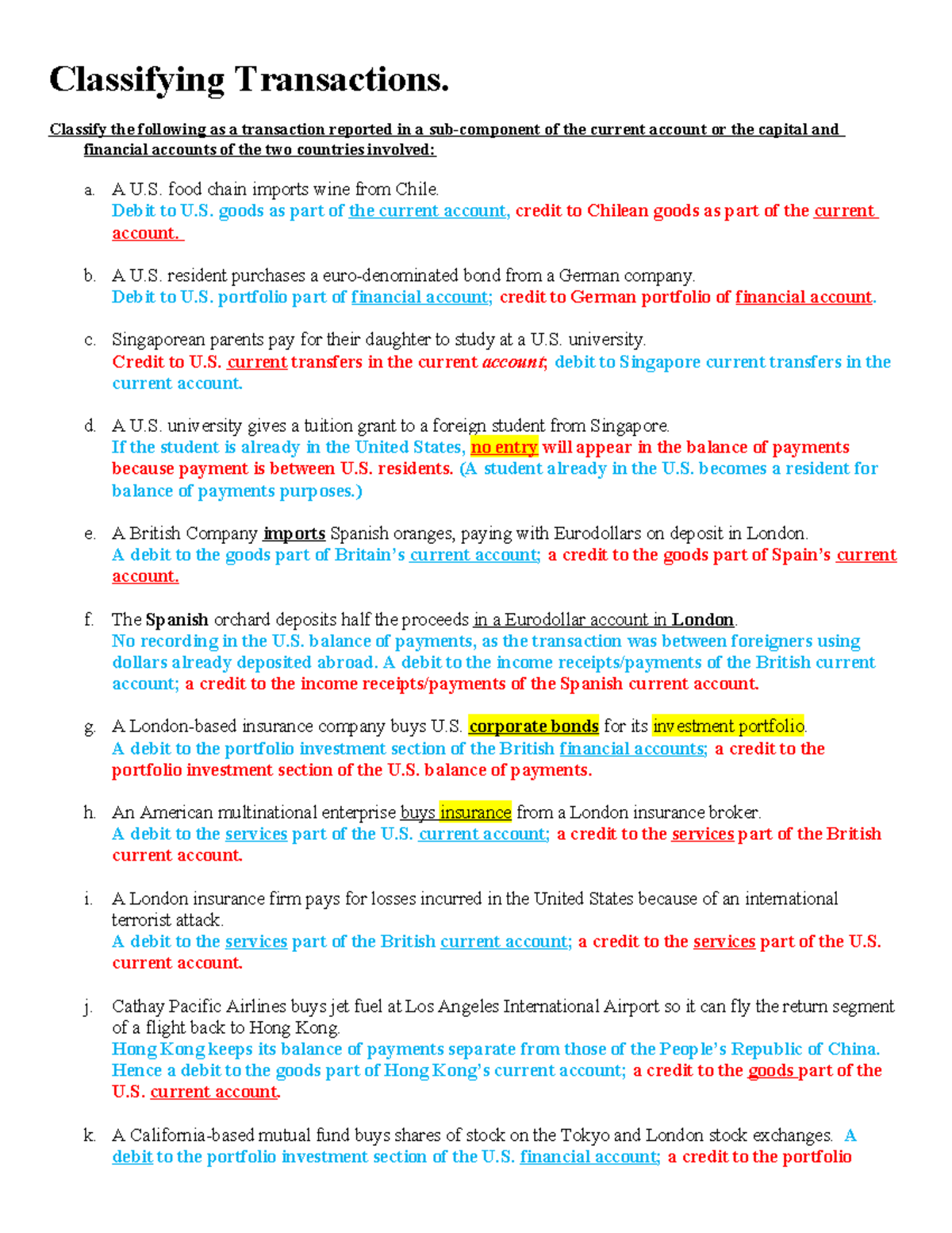 Classifying Transactions - Classify the following as a transaction ...